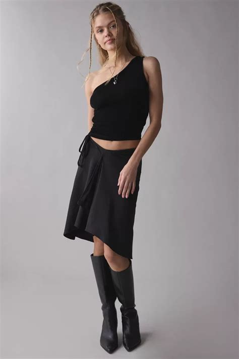 Motel Esmeray Asymmetric Hanky Hem Midi Skirt Urban Outfitters