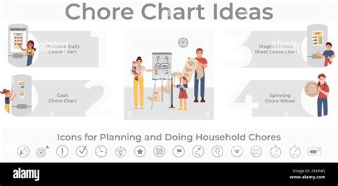 Flat Infographic With Ideas For Planning And Doing Household Chores And
