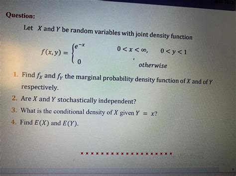 Solved Question Let X And Y Be Random Variables With Joint Chegg