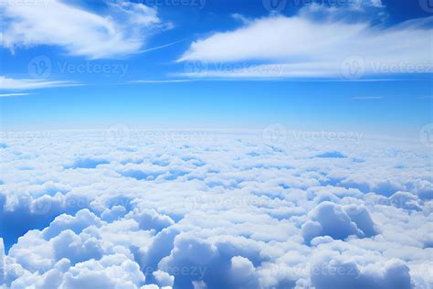 Awesome View Of The Sky Above Clouds Over The Earth Deep Blue Sky With