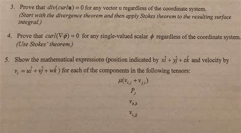 solved prove that div curlu 0 for any vector u regardless