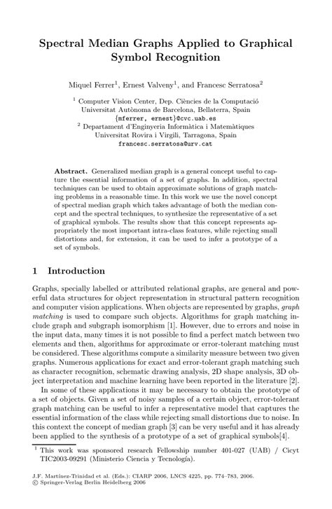 Pdf Spectral Median Graphs Applied To Graphical Symbol Recognition