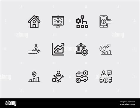 Finance And Business Line Icons Collection Big Ui Icon Set In A Flat Design Stock Vector Image