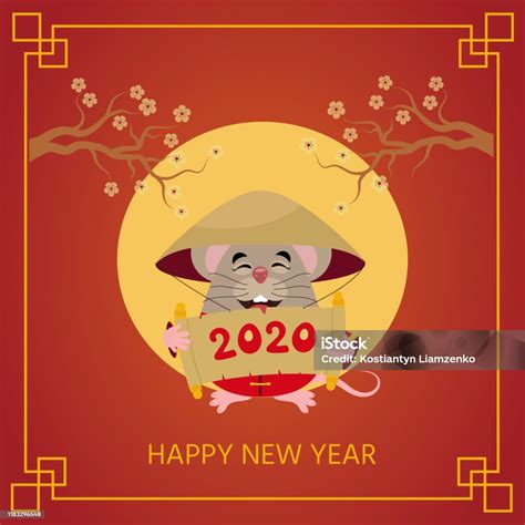 Kartun Tikus Kecil Yang Lucu Dengan Kostum Tradisional Cina Simbol Cina