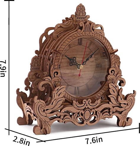 Dark Wooden 3d Puzzle Clock Model Kit For Adults Diy Desk Clock
