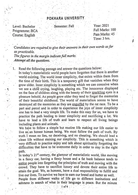 Pu Bca 1st Sem English Question Paper Mero Enotes