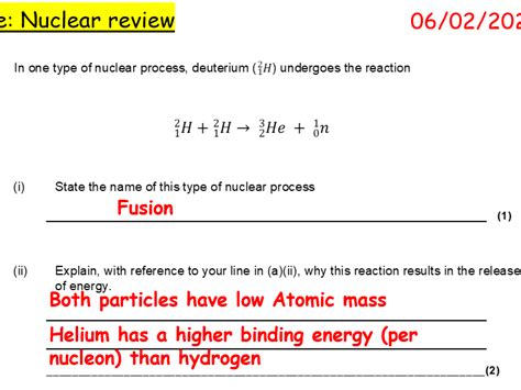 Cie Physics 9702 Nuclear Physics Unit 23 End Of Unit Test Teaching Resources