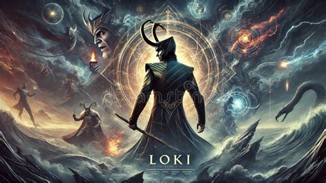 Loki From The Back Norse Trickster God In Dramatic Setting Stock