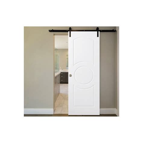 Nova Ovalo Soft White Laminated Traditional Interior Barn Door