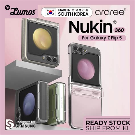 READY STOCK Araree Samsung Galaxy Z Flip 5 Nukin 360 Series Simple Slim Transparent Full Cover
