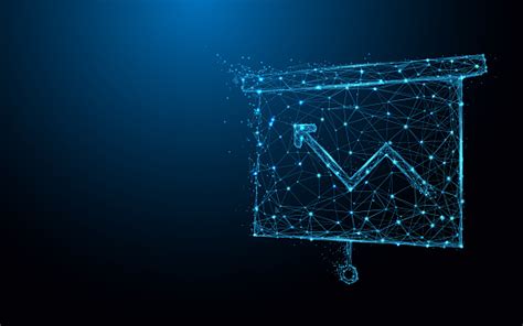 아이콘 형태로 선과 삼각형 보드 성장 차트 포인트 파란색 배경에 네트워크 연결 일러스트 벡터 연결에 대한 스톡 벡터 아트 및 기타 이미지 Istock
