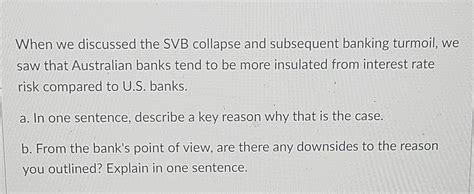 Solved When We Discussed The Svb Collapse And Subsequent
