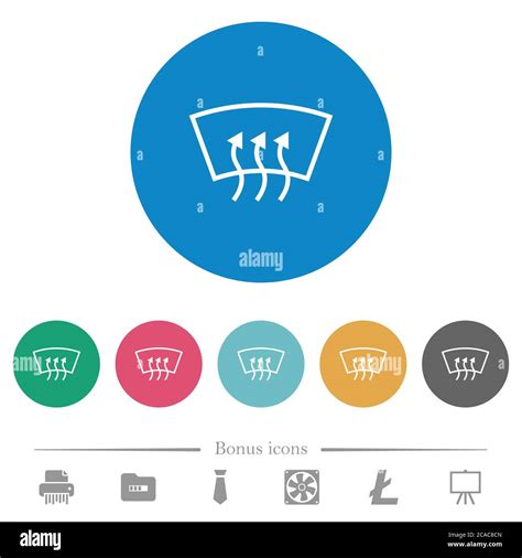 Windshield Defrost Flat White Icons On Round Color Backgrounds Bonus Icons Included Stock