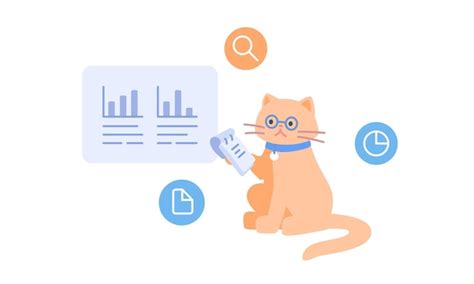 Premium Vector Cat And Chart Flat Illustration