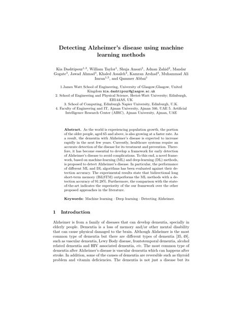 Pdf Detecting Alzheimers Disease Using Machine Learning Methods