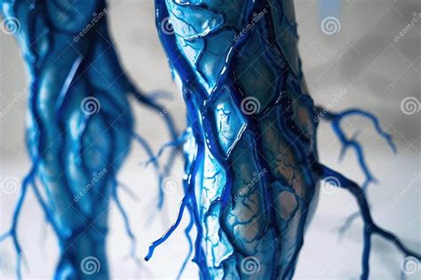 Detailed Macro Shot Of A Blue Vascular System Model Used For Scientific