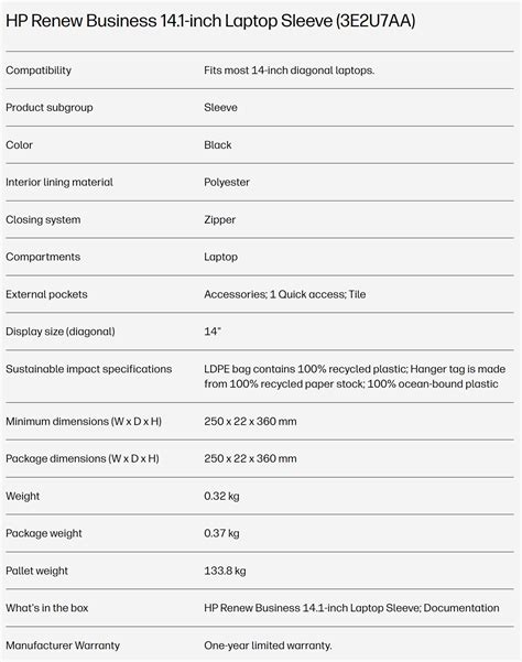 Hp E U Aa Renew Business Laptop Sleeve Hewlett Packard Laptop Bags Sleeves