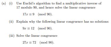 Solved I Use Euclid S Algorithm To Find A Multiplicative Chegg