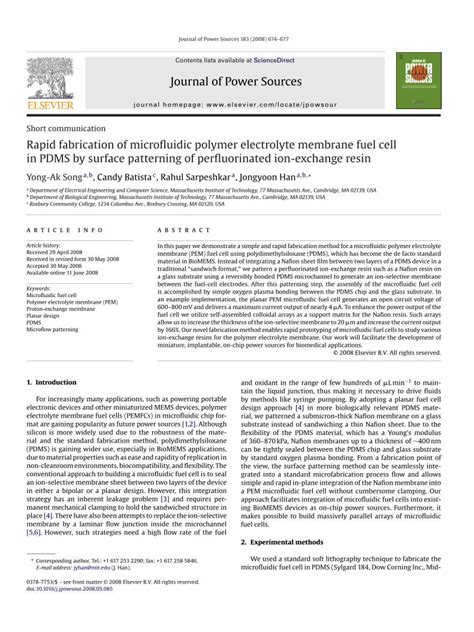 Pdf Rapid Fabrication Of Microfluidic Polymer Electrolyte Membrane