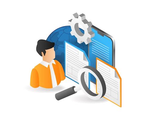 premium vector flat isometric 3d illustration process of sorting data