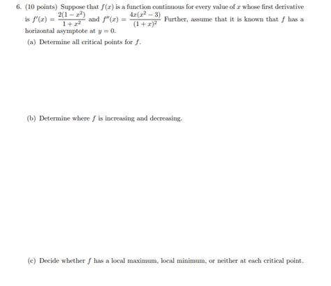 Solved 6 10 Points Suppose That Fx Is A Function