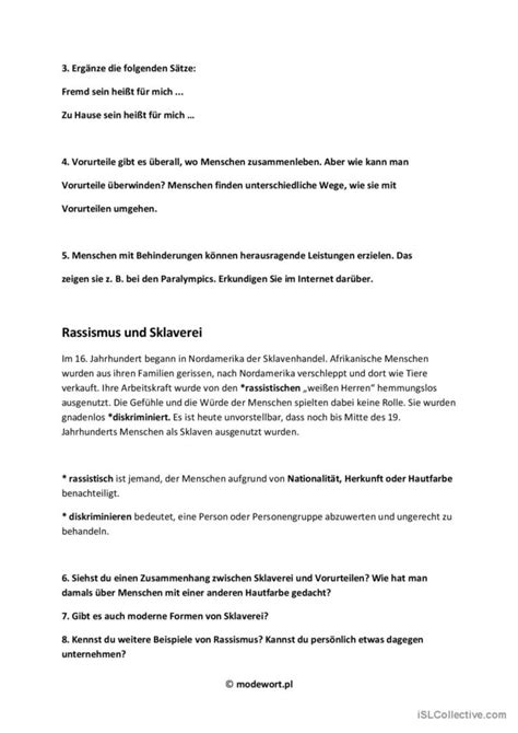 ABC der Vorurteile Deutsch DAF Arbeitsblätter pdf doc