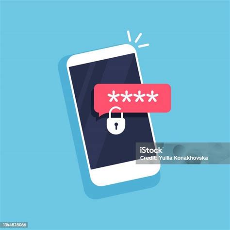 Memasukkan Kata Sandi Pada Tampilan Telepon Ilustrasi Stok Unduh