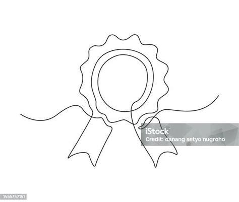 수상 리본의 연속 한 선 그리기 업적 리본 라인 아트 벡터 일러스트 레이 션입니다 한붓그리기에 대한 스톡 벡터 아트 및 기타