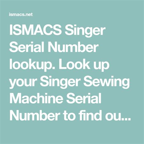 Singer Sewing Machine Serial Number Lookup Aslilove