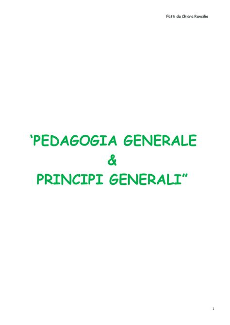Pedagogia Generale E Principi Base Docsity