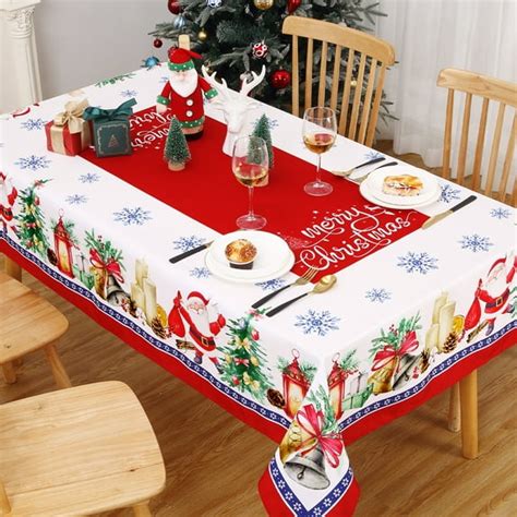 Christmas Tablecloth For Rectangle Tablessanta Claus Farmhouse Holiday