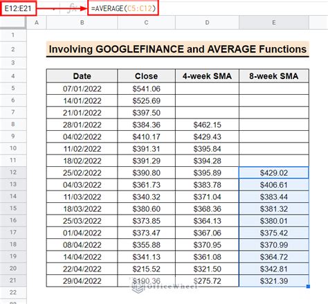 How To Calculate Simple Moving Average In Google Sheets