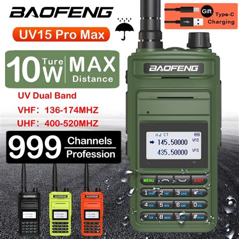New BAOFENG UV Pro Max W Dual Band High Power CB Radio Type C Charger Long Range Ham Radio