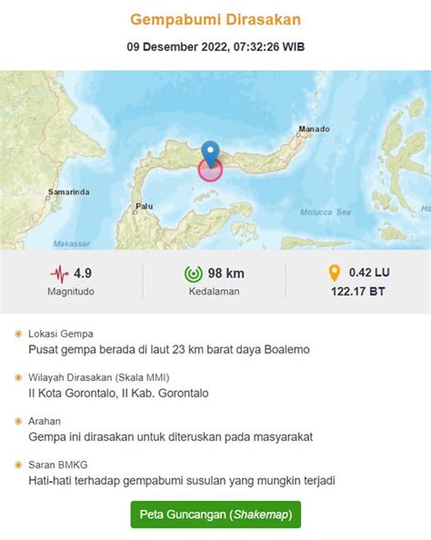 Gempa Bumi Guncang Gorontalo Pagi Ini