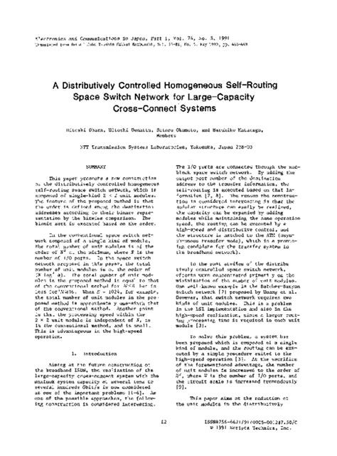 pdf a distributively controlled homogeneous self routing space switch