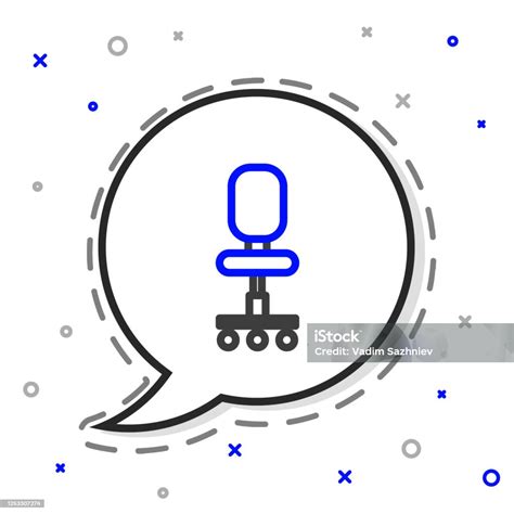흰색 배경에 격리 된 라인 오피스 의자 아이콘 다채로운 개요 개념 벡터 일러스트레이션 가구에 대한 스톡 벡터 아트 및 기타
