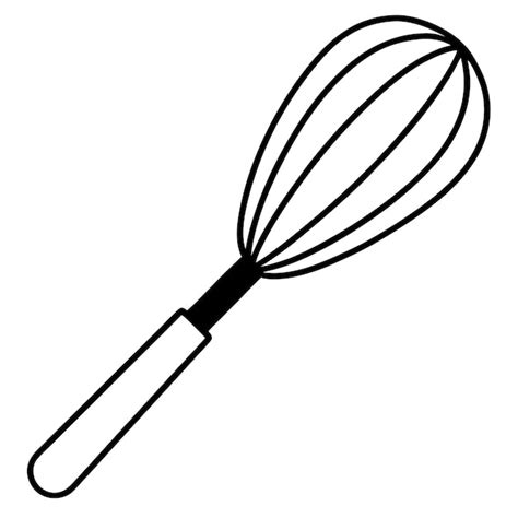 Black Silhouette Whisk Line Art Illustration Premium AI Generated Vector