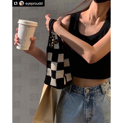 Sreepp Checkers Bag Black White Normal Pattern Sreepp Thaipick