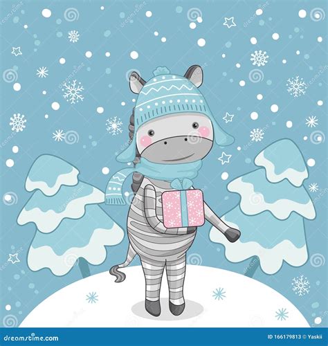 Christmas Card With Zebra Stock Vector Illustration Of Celebrate 166179813