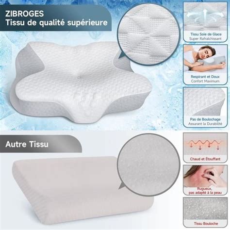 Oreiller Ergonomique Cervical Oreiller Mémoire de Forme en Mousse Oreiller Orthopédique Anti