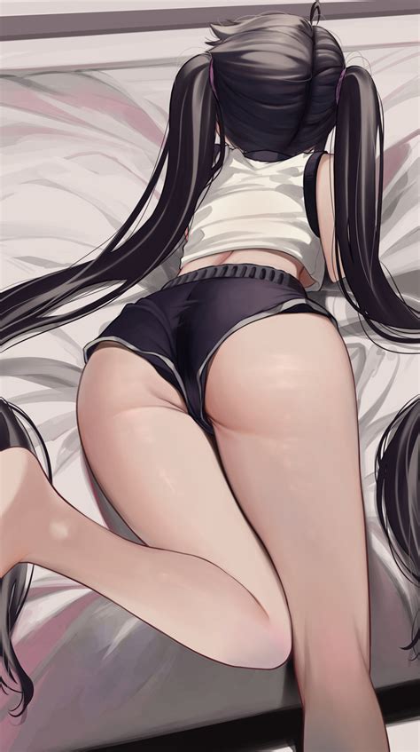 Rule 34 1girls Ass Back View Black Hair Booty Shorts Bubble Butt