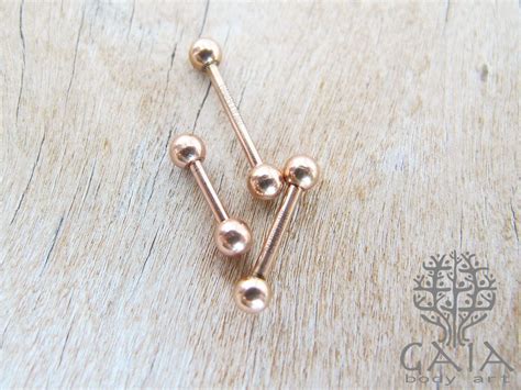 Micro Barbell Reto Aço Cirúrgico Ouro Rosa Gaia Body Art Alargadores