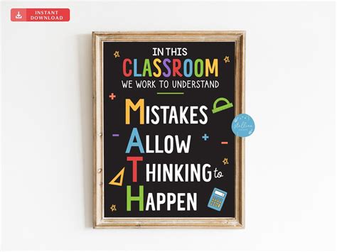 Math Teacher Classroom Poster Printable Mistakes Math Classroom