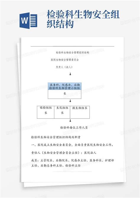 检验科生物安全组织结构word模板下载 编号lbzzjarg 熊猫办公