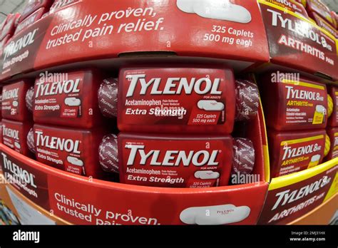 This Is A Display Of Tylenol Extra Strength On Display In A Costco