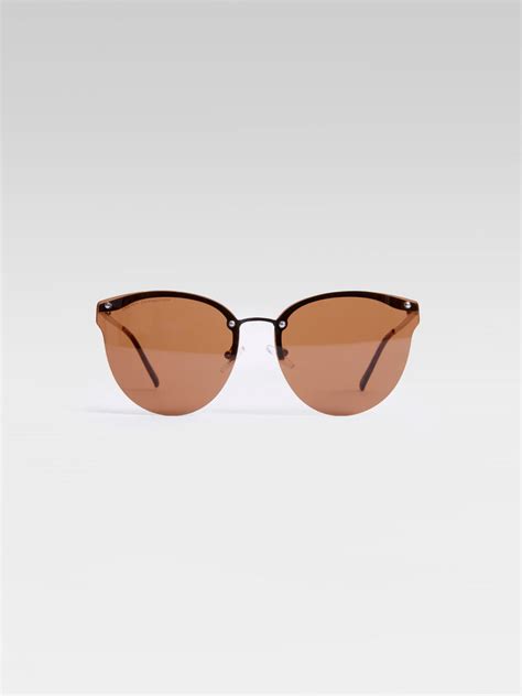 Metal Cat Eye Rimless Sunglasses Tan French Connection Uk