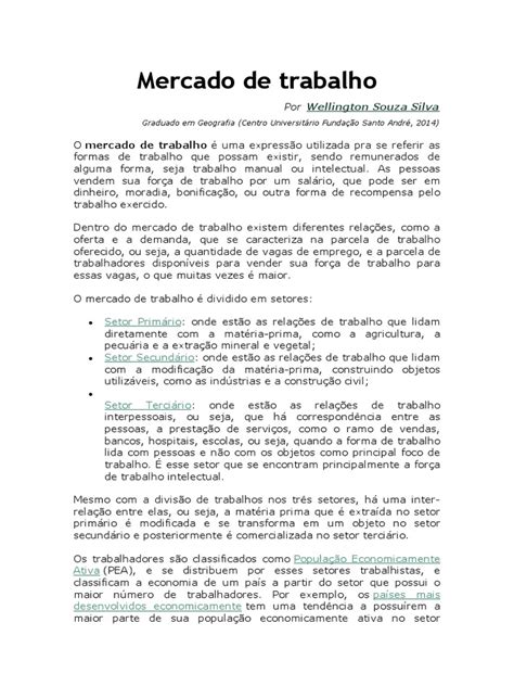 Aula 2 Mercado De Trabalho Pdf Economia Do Trabalho Economia