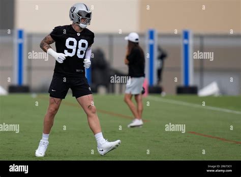Las Vegas Raiders Defensive End Maxx Crosby 98 Warms Up During An Nfl