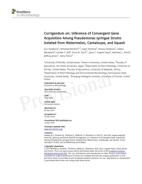 Pdf Corrigendum Inference Of Convergent Gene Acquisition Among Pseudomonas Syringae Strains