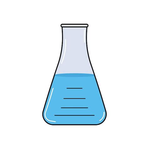 어린이들이 만화를 그리는 터 일러스트레이션 Erlenmeyer 플라스크 아이콘 화이트에 고립 프리미엄 벡터